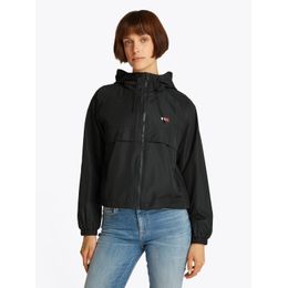 Windbreaker Tommy Jeans "TJW ESSENTIAL WINDBREAKER EXT", Damen, Gr. L (40), schwarz, Web, Obermaterial: 100% Polyester, unifarben, casual, normal kurz, Langarm Raglanärmel elastischer Bund, Jacken, mit Logodruck