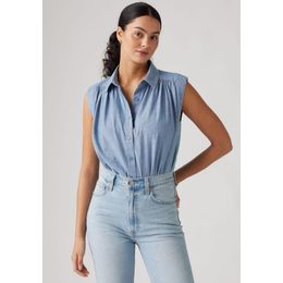 Levi's Jeansbluse LEVI'S "GRACEN COMM SL BLOUSE", Damen, Gr. L (40), alternate fin, Web, Obermaterial: 100% Baumwolle, unifarben, casual, figurumspielend, ohne Ärmel, Blusen