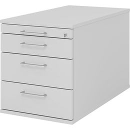 eurokraft pro Rollcontainer, 1 Utensilienschub, 3 Materialschübe, Tiefe 800 mm, lichtgrau