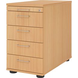 eurokraft pro Standcontainer, 1 Utensilienschub, 4 Materialschübe, Dekor Buche