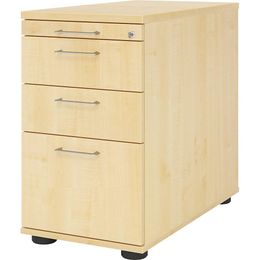 eurokraft pro Standcontainer, 1 Utensilienschub, 2 Materialschübe, 1 Hängeregistratur, Dekor Ahorn