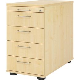 eurokraft pro Standcontainer, 1 Utensilienschub, 4 Materialschübe, Dekor Ahorn