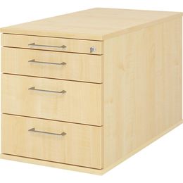 eurokraft pro Rollcontainer, 1 Utensilienschub, 3 Materialschübe, Tiefe 800 mm, Dekor Ahorn