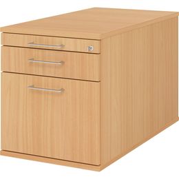 eurokraft pro Rollcontainer, 1 Utensilienschub, 1 Materialschub, 1 Hängeregistratur, Tiefe 800 mm, Dekor Buche