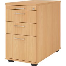 eurokraft pro Standcontainer, 1 Utensilienschub, 2 Materialschübe, 1 Hängeregistratur, Dekor Buche