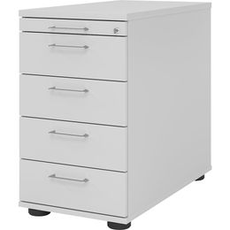 eurokraft pro Standcontainer, 1 Utensilienschub, 4 Materialschübe, lichtgrau