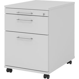 eurokraft pro Rollcontainer, 1 Utensilienschub, 1 Materialschub, 1 Hängeregistratur, Tiefe 580 mm, lichtgrau