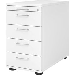eurokraft pro Standcontainer, 1 Utensilienschub, 4 Materialschübe, weiß