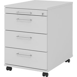 eurokraft pro Rollcontainer, 1 Utensilienschub, 3 Materialschübe, Tiefe 580 mm, lichtgrau