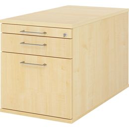 eurokraft pro Rollcontainer, 1 Utensilienschub, 1 Materialschub, 1 Hängeregistratur, Tiefe 800 mm, Dekor Ahorn