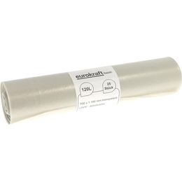 eurokraft basic Abfalls&auml;cke, 100% PCR LDPE, 120 l, 52 &micro;m, BxH 700 x 1100 mm, VE 250 Stk, transparent