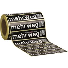 Mehrweg-Sticker, f&uuml;r reuse.me-System, Rolle &agrave; 250 Stk, LxB 180 x 40 mm, ab 10 Stk kaiserkraft