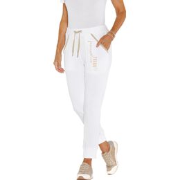 Damen Sweathose mit gerippten B&uuml;ndchen wei&szlig;-beige, Gr&ouml;&szlig;e 19