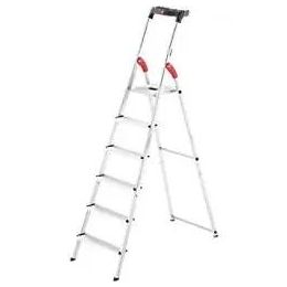 Hailo Stufenleiter L60 Standardline Silber 6 Stufen 50 x 116 x 190 cm