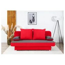 Schlafsofa Collection AB "ULLA inkl. Bettfunktion und Bettkasten", rot (rot, grau), B:186cm H:94cm T:85cm, Primabelle-Microfaser (100% Polyester)/Struktur (100% Polyester), Zierkissen: Primabelle-Microfaser (100% Polyester)/Struktur (100% Polyester), Sofas, Schlafsofa,Bettfunktion,Bettkasten,inkl. Rückenkissen,Armlehnekissen