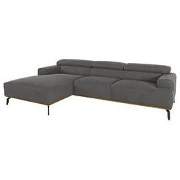 Ecksofa Places of Style "Carlo L-Form", grau (steel), B:285cm H:74cm T:171cm, Sofas, Kopfteilverstellung