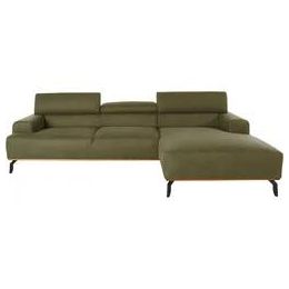 Ecksofa Places of Style "Carlo", grün (olive), B:285cm H:74cm T:171cm, Sofas, Kopfteilverstellung