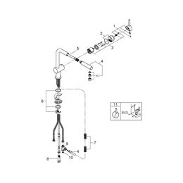 Grohe Minta 1-Loch-Einhand-Spültischbatterie, L-Auslauf, Chrom 8,0l/min, Niederdruck, herausziehbare Laminarbrause 31397000