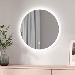 EMKE LED Badspiegel Rund Durchmesser 50CM, Badezimmerspiegel mit kaltweiß beleuchtung, Wandspiegel mit Touch-Schalter