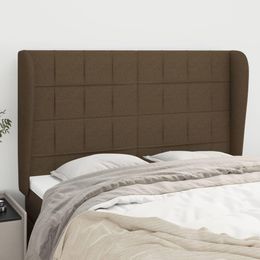 vidaXL Kopfteil mit Ohren Dunkelbraun 147x23x118/128 cm Stoff