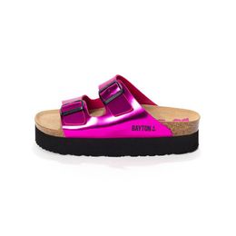 Bayton Pantolette 'JAPET' Damen Gr&ouml;&szlig;e 36 hellbraun / fuchsia / schwarz
