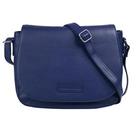 Umhängetasche Bruno Banani, Damen, Gr. B/H/T: 28cm x 22cm x 9cm onesize, blau, Leder, unifarben, leicht glänzend, Taschen, echt Leder