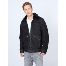 Lederjacke Mustang "31022266", Herren, Gr. L, schwarz, Obermaterial: 100% Schafsleder. &Auml;rmelfutter: 100% Polyester. Futter: 100% Polyester. Kragen: 100% Lammfell, ohne B&uuml;ndchen, Jacken
