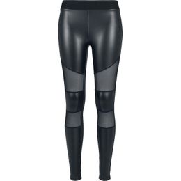 Urban Classics Ladies Tech Mesh Faux Leather Leggings Leggings schwarz in M TB4004 black