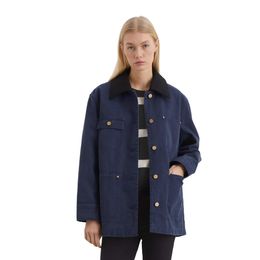 Marc O'Polo Outdoorjacke MARC O'POLO "mit abnehmbarem Kragen", Damen, Gr. 42, cloudless night, Obermaterial: 100% Baumwolle, unifarben, casual, relaxed fit, Langarm Manschette, Jacken