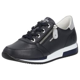 Remonte Damen Keilsneaker, Gr. 37, blau, Leder, kontrastfarbene Details, Schuhe, Freizeitschuh, Halbschuh, Schn&uuml;rschuh in schmaler Form