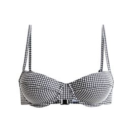 Roxy Damen Bade-Shirt "Gingham", grau, Gr. M, 62% Polyester, 33% Nylon, 5% Elasthan, Bikini-Oberteile