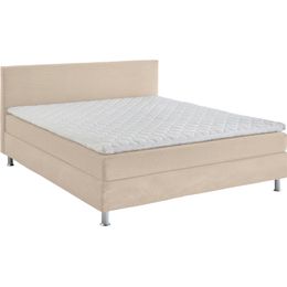 Boxbett, B:160cm L:209cm, beige, ATLANTIC HOME COLLECTION, Bezug Bett: Cord (65% Polypropylen, 35% Polyester), Komplettbetten, "Edison", inkl.