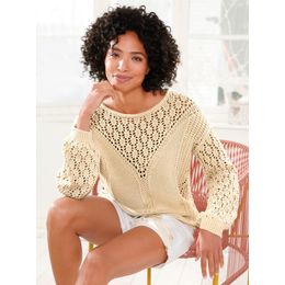 Heine Damen Strickpullover "Pullover", beige, Gr. 38, unifarben, 100% Baumwolle, Pullover