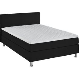 Boxbett, B:120cm L:209cm, schwarz, ATLANTIC HOME COLLECTION, Bezug Bett: Strukturstoff (65% Polypropylen, 35% Polyester), Komplettbetten, "Edison",