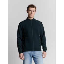 NO EXCESS Herren Sweater "NO EXCESS Jacquard sweatshirt mit Vollrei&szlig;verschluss", blau, Gr. S, 64% Polyester, 35% Baumwolle, 1% Elasthan, Sweatshirts