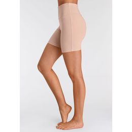 Lascana Damen Shorts, Gr. 32, beige, Single Jersey, Obermaterial: 95% Baumwolle, 5% Elasthan, unifarben, Basic, Hosen, mit breitem B&uuml;ndchen und