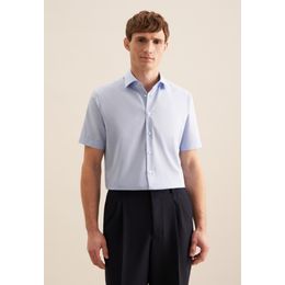 Seidensticker Herren Businesshemd "Shaped", blau, Gr. 45, unifarben, 100% Baumwolle, Hemden, Shaped Kurzarm Kentkragen Uni