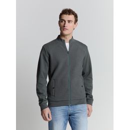 NO EXCESS Herren Sweater "NO EXCESS Jacquard sweatshirt mit Vollreißverschluss", grau, Gr. S, 64% Polyester, 35% Baumwolle, 1% Elasthan, Sweatshirts