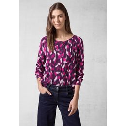 Cecil Damen Langarmbluse, rosa, Gr. XXL, bedruckt, Stoff, 100% Viskose, Blusen, aus softer Viskose