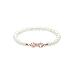 Elli Damen Perlenarmband "Infinity Symbol Muschelkernperlen Wei&szlig; 925 Sterling Silber", 18cm, ohne Stein, Silber 925 (Sterlingsilber), rosa, Silber
