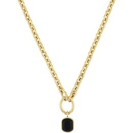 s.Oliver Damen Kette mit Anhänger "2038858", Edelstahl, L: 50, schwarz, Edelstahl, Halsketten, mit Achat