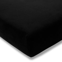 Bettlaken Estella, B:150cm L:200cm, schwarz, Jersey-Elasthan, Obermaterial: 97% Baumwolle, 3% Elasthan, Bettlaken, "Zwirnjersey", langlebig,