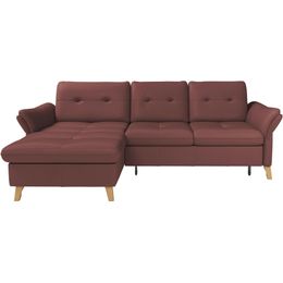 Sit & More Ecksofa SIT & MORE, B:268cm H:90cm T:176cm, rot, Wohnzimmer, Sofas, "Göteborg", Sitztiefenverstellung und Federkern, wahlweise mit Bettfunktion