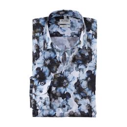 OLYMP Herren Businesshemd "Level Five body fit", blau, Gr. 39, Web, Obermaterial: 97% Baumwolle, 3% Elastolefin, Hemden, mit Allover-Print