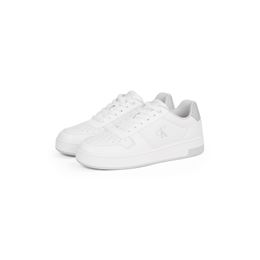 Damen Sneaker "BASKET CUPSOLE LOW MG", Calvin Klein Jeans, Gr. 38, silber, Leder, Schuhe, Basket-Schn&uuml;rschuh, Halbschuh, Freizeitsneaker mit