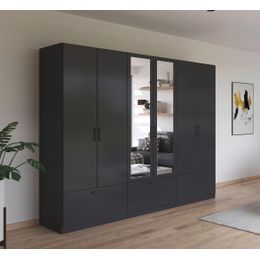 Drehtürenschrank Rauch, B:270cm H:210cm T:54cm, grau, Holzwerkstoff, Schränke, "Kleiderschrank Schrank Garderobe Wäscheschrank BARI mit Spiegel", mit