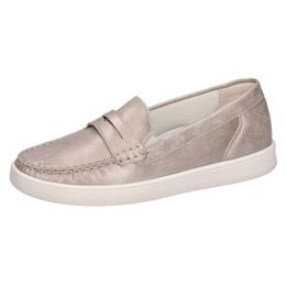 Waldläufer WALDLÄUFER Damen Mokassin "H-DAISY", Gr. 4,5, silber, Nappaleder, metallic, Schuhe, Halbschuh, Slipper, Schlupfschuh in Komfortweite H (= sehr weit)
