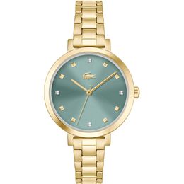 Lacoste Damen Quarzuhr "RIGA", gold, Armbanduhren, Armbanduhr, Damenuhr, Edelstahlarmband, analog, Glaskristalle