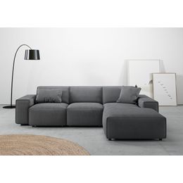 Ecksofa Andas, B:264cm H:71cm T:191cm, grau, 100% Polyester, Wohnzimmer, Sofas, "Glimminge L-Form auch in Breitcord, Feincord + Easy care-Bezug",