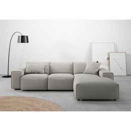 Ecksofa Andas, B:264cm H:71cm T:191cm, grau, 100% Polyester, Wohnzimmer, Sofas, "Glimminge L-Form auch in Breitcord, Feincord + Easy care-Bezug",